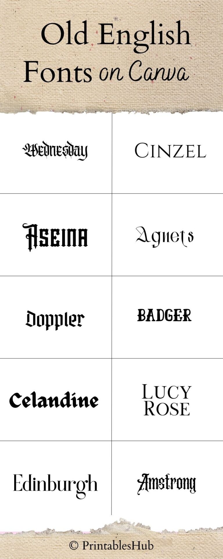 Printable List of Old English Fonts On Canva - Printables Hub