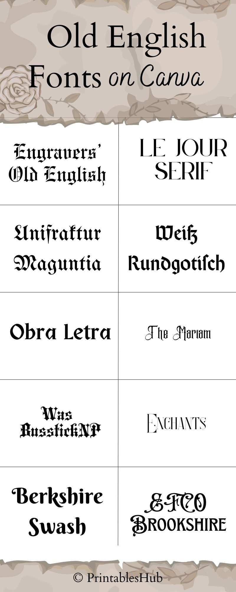 Printable List of Old English Fonts On Canva - Printables Hub