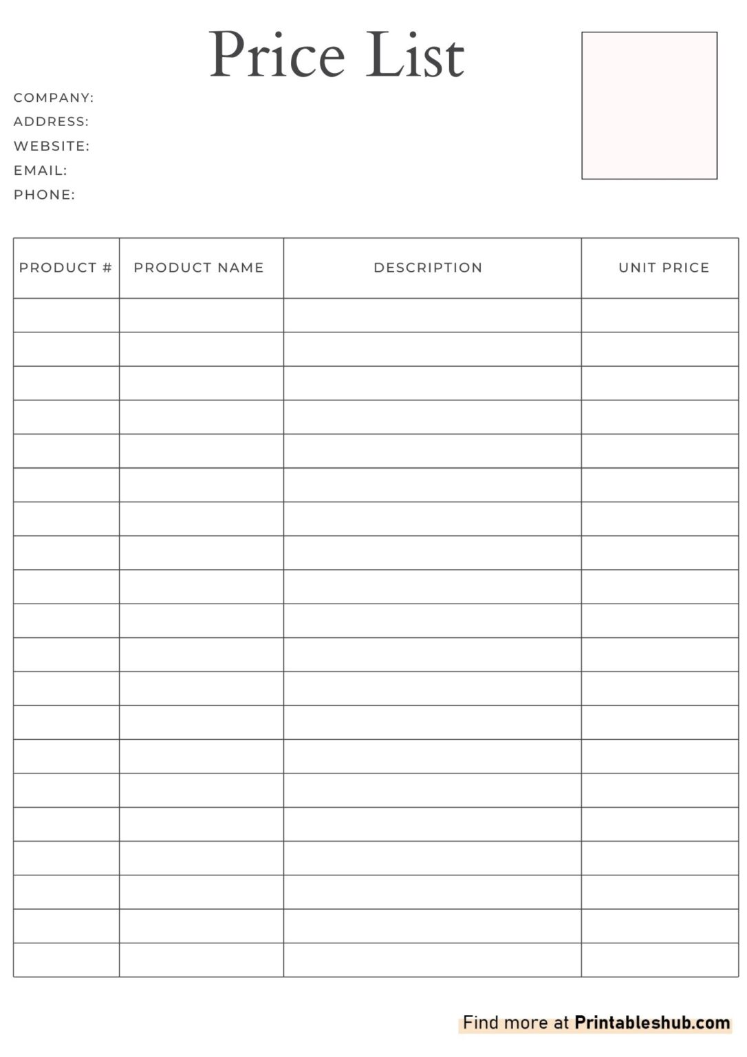 Printable Price List Sheet Templates [PDF Included] - Printables Hub