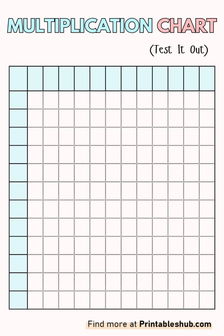 Printable Multiplication Charts - Printables Hub