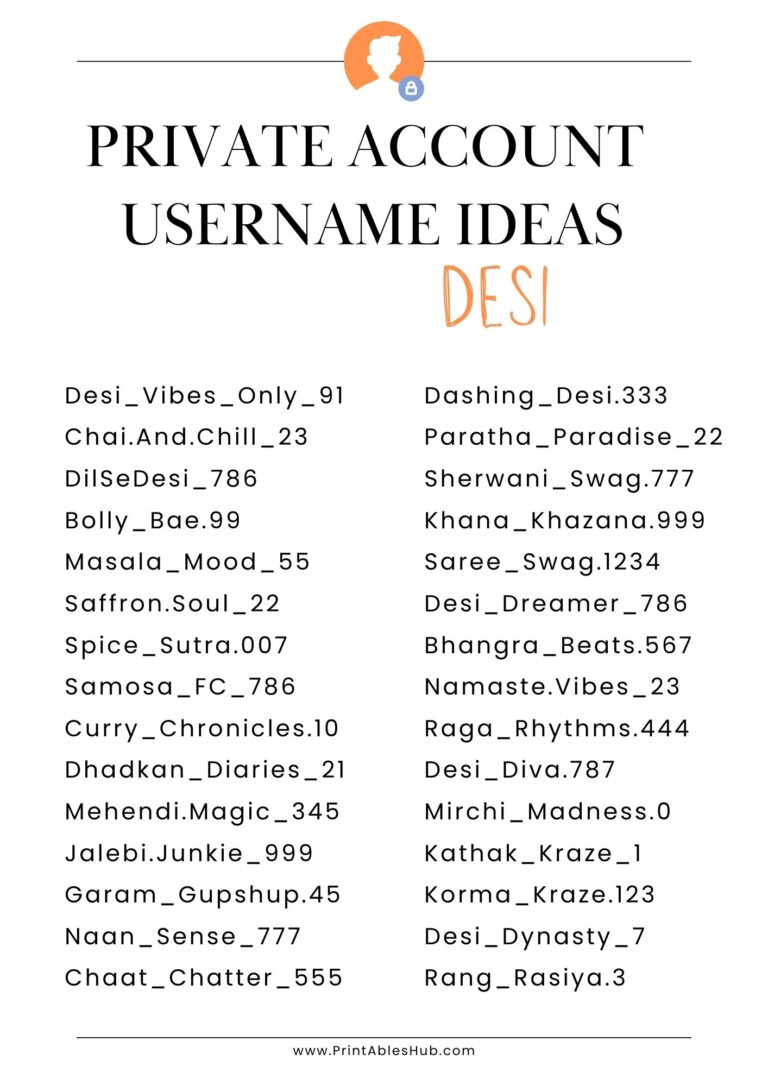 Printable Private Account Username Ideas List - Printables Hub