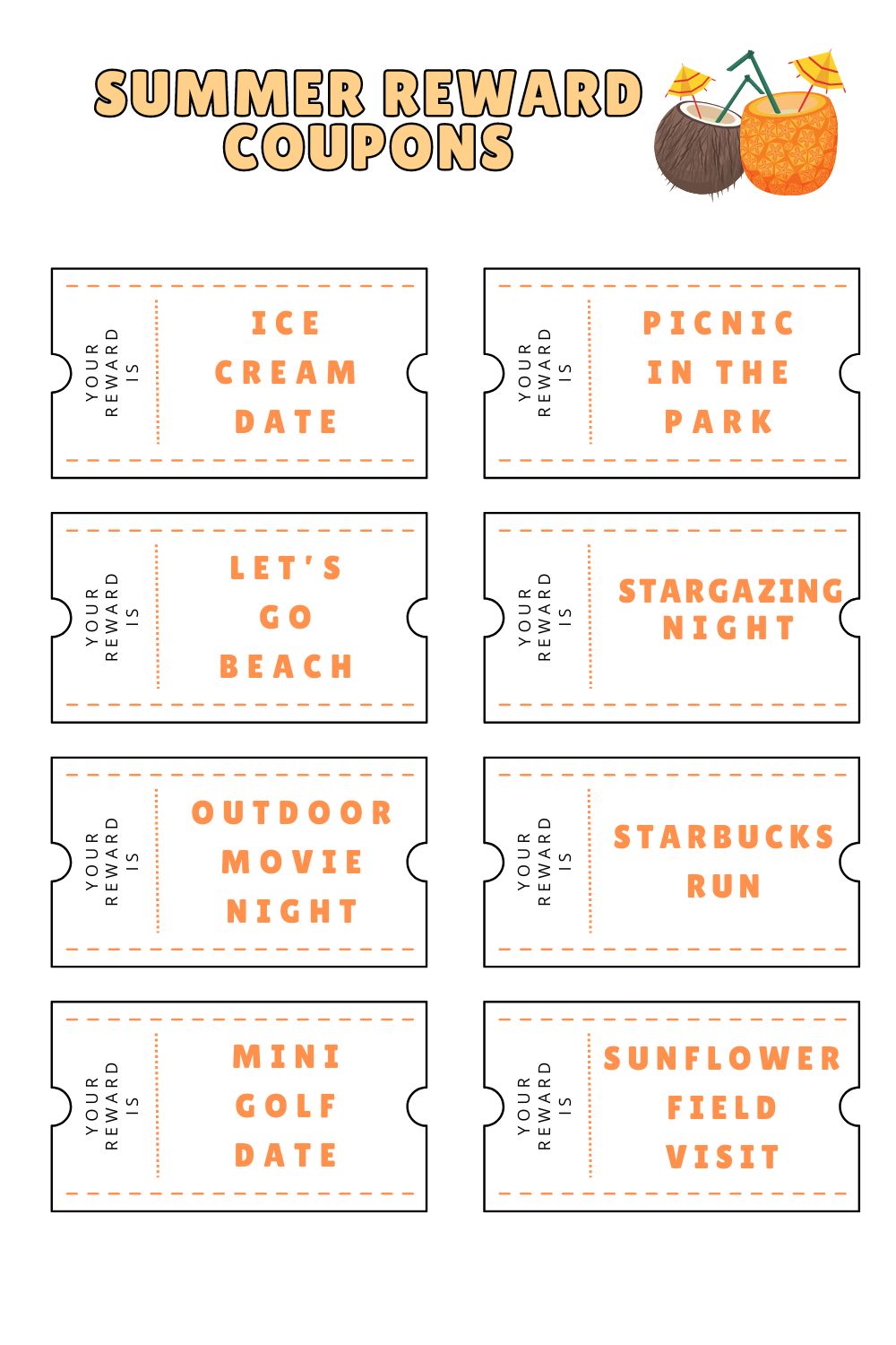 Printable Summer Reward Coupon Templates - Printables Hub
