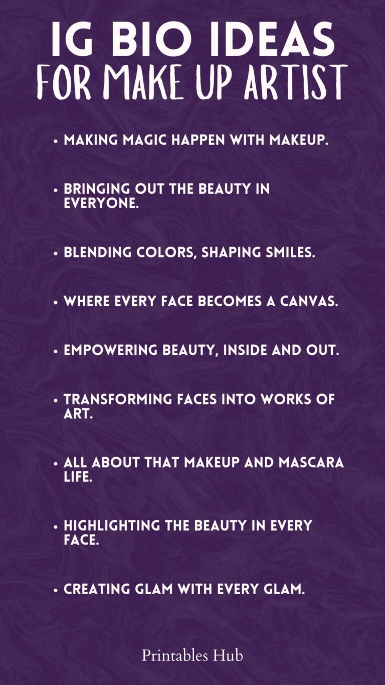 Printable List Of Instagram Bio Ideas - Printables Hub