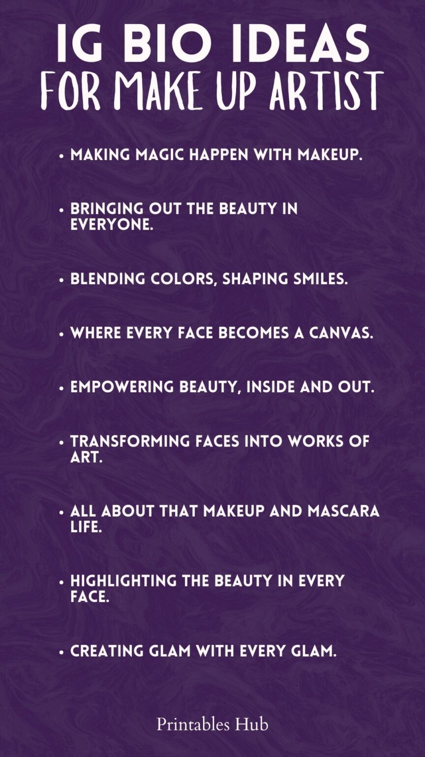 Printable List Of Instagram Bio Ideas - Printables Hub