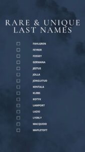 Printable List Of Unique Last Names [PDF Included] - Printables Hub