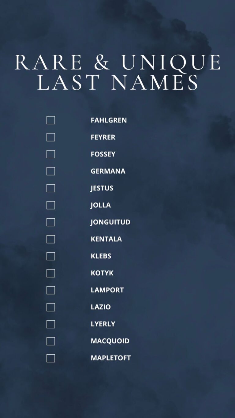 Printable List Of Unique Last Names [PDF Included] - Printables Hub