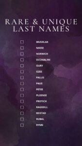 Printable List Of Unique Last Names [PDF Included] - Printables Hub