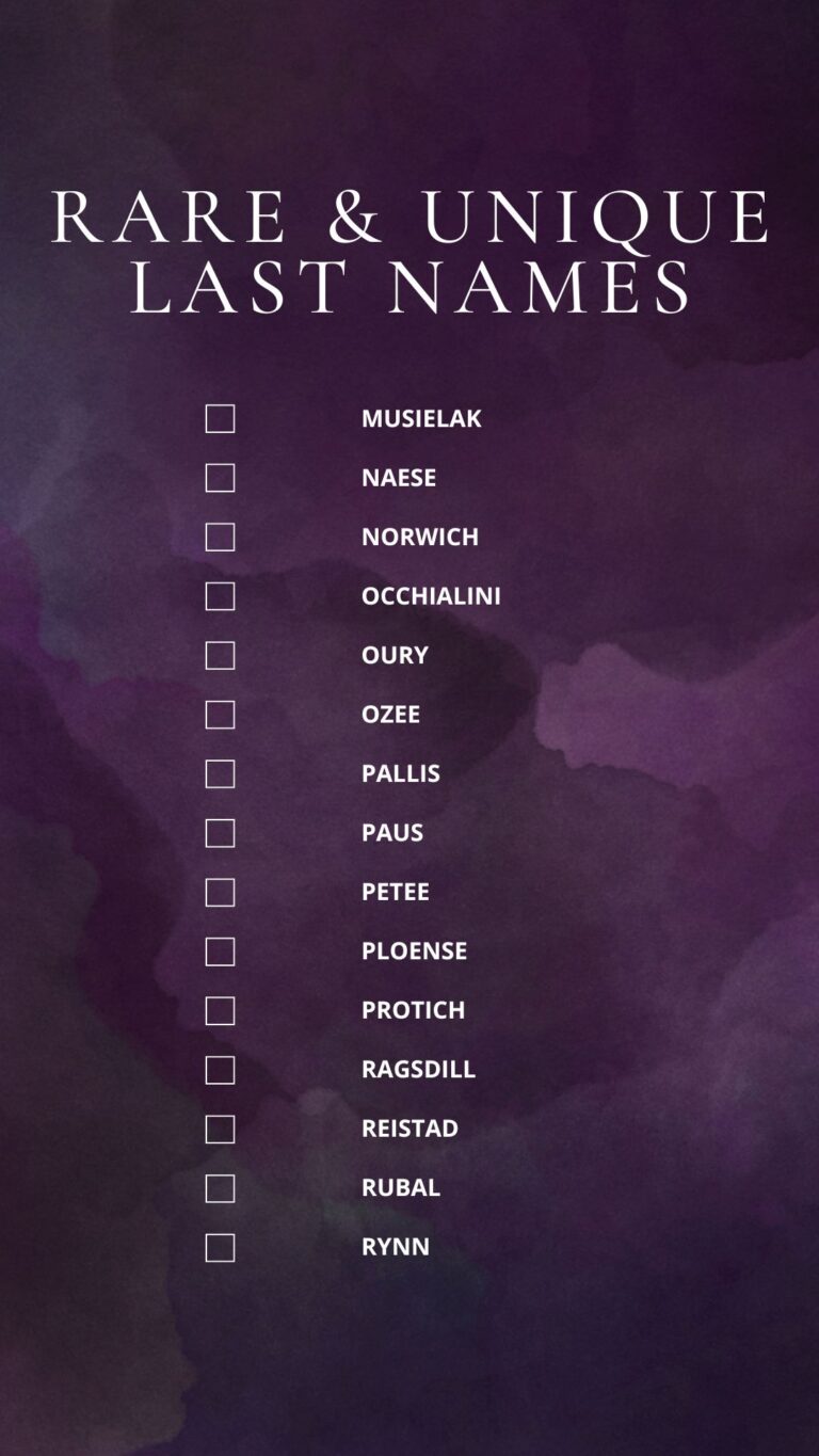 Printable List Of Unique Last Names [PDF Included] - Printables Hub