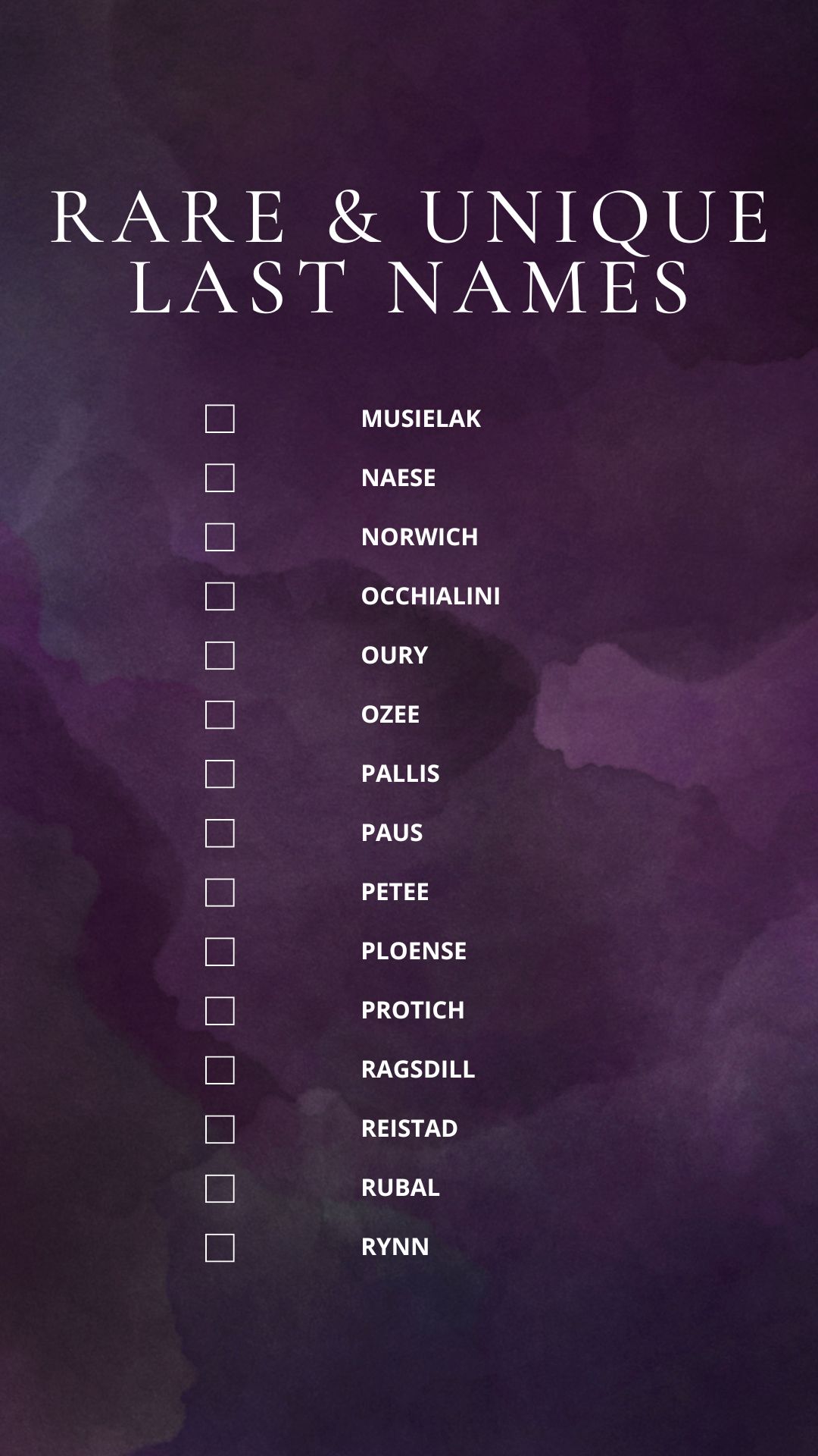 Printable List Of Unique Last Names [PDF Included] - Printables Hub