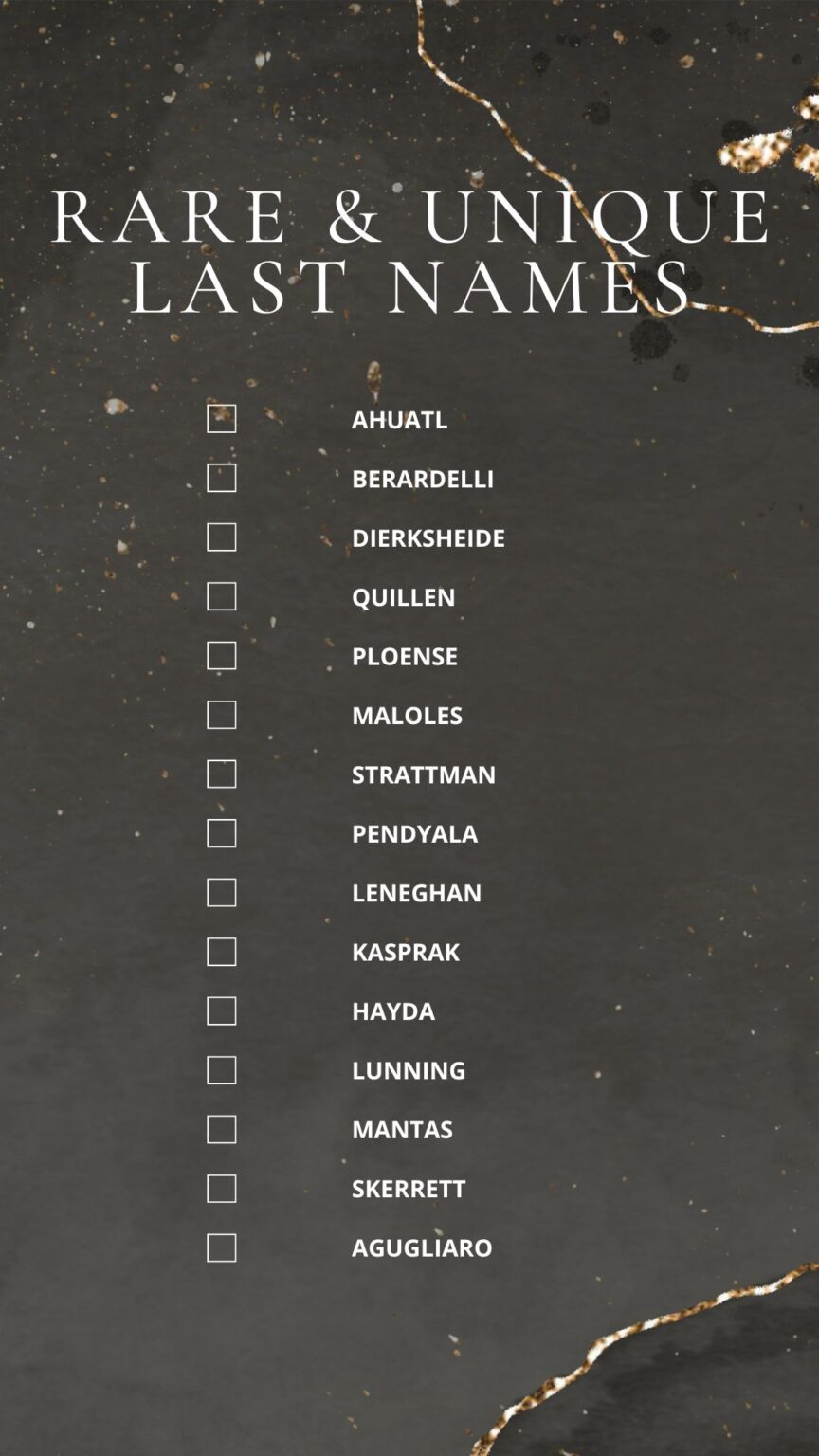 Printable List Of Unique Last Names [PDF Included] - Printables Hub