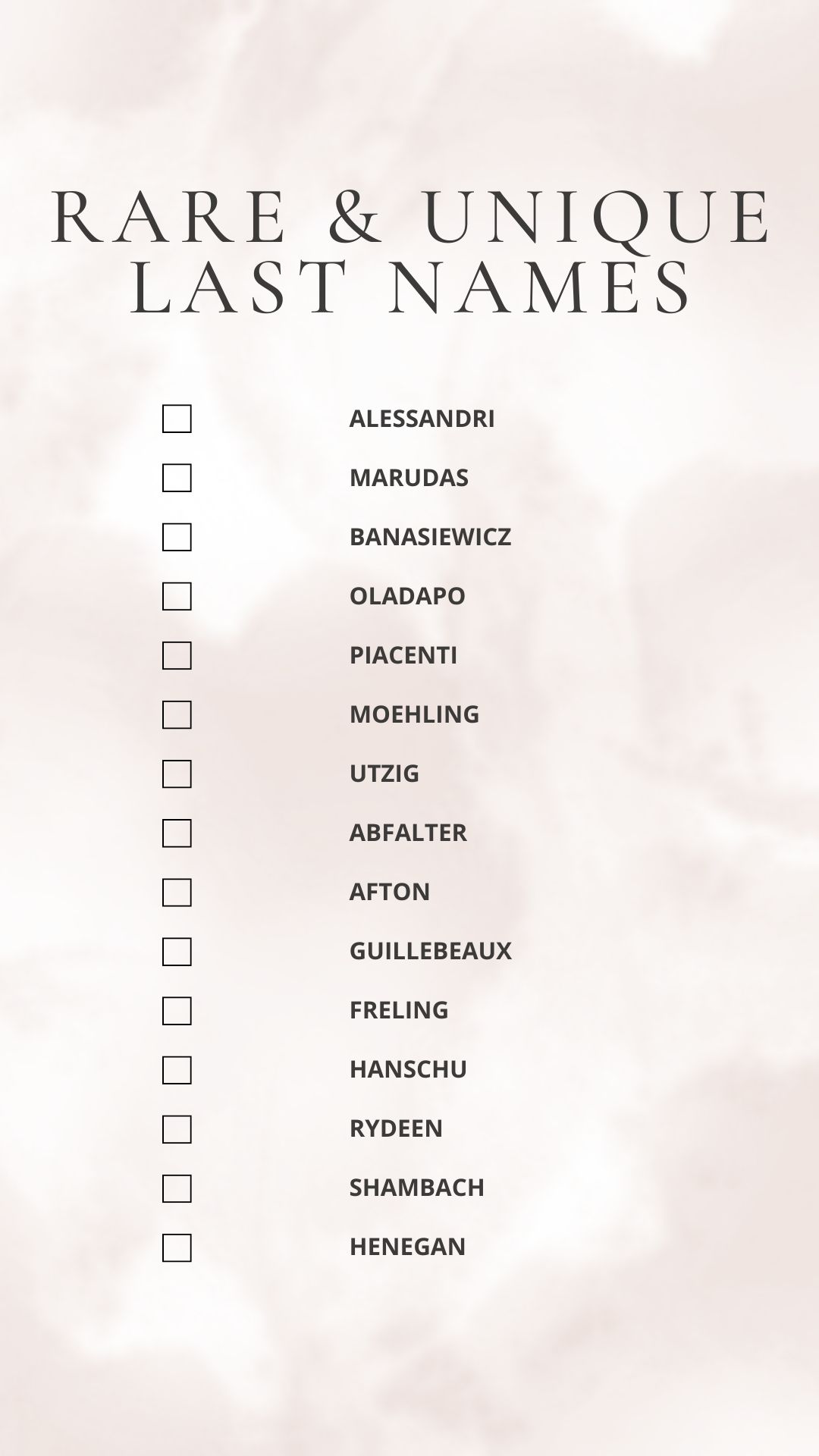 Printable List Of Unique Last Names PDF Included Printables Hub Printable List Of Unique Last Names PDF Included Printables Hub