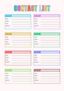Free Printable Contact List Templates [PDF Included] - Printables Hub