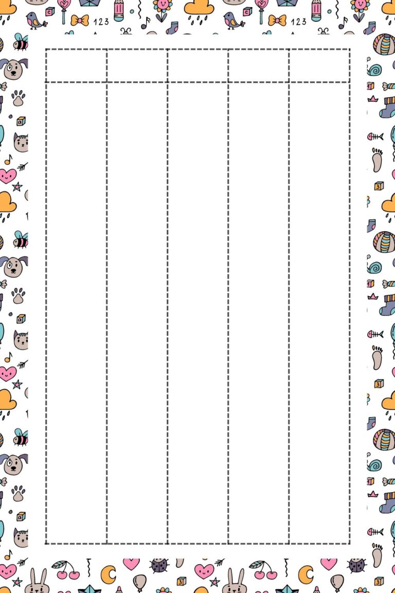 Free Printable 5 Column Charts [PDF] Template - Printables Hub