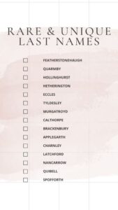 Printable List Of Unique Last Names [PDF Included] - Printables Hub