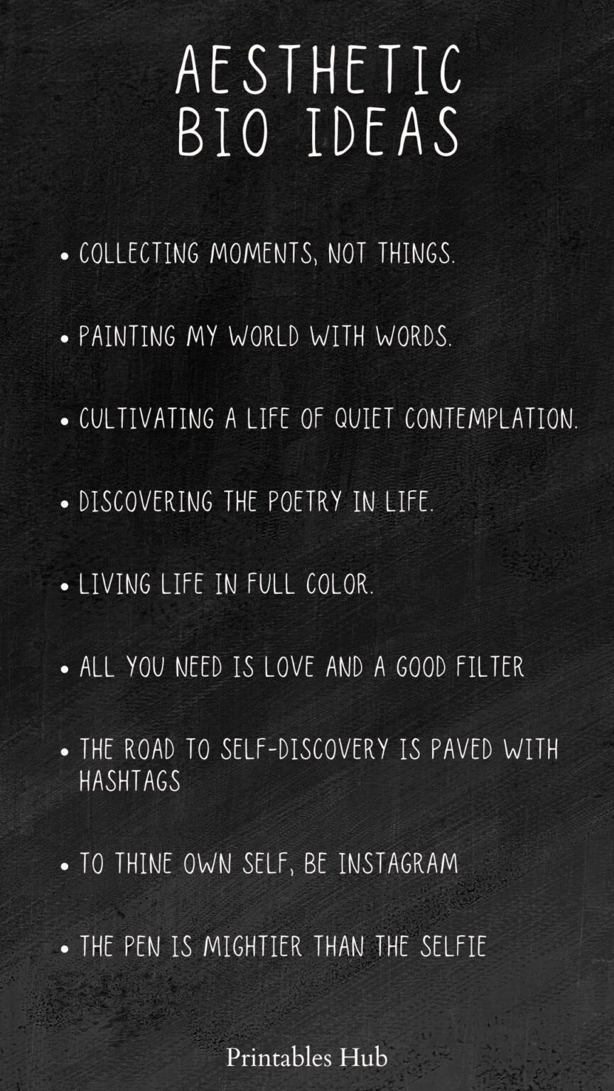 Printable List Of Aesthetic Bio Ideas [PDF Included] - Printables Hub