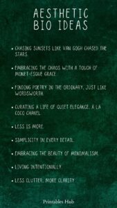 Printable List Of Aesthetic Bio Ideas [PDF Included] - Printables Hub