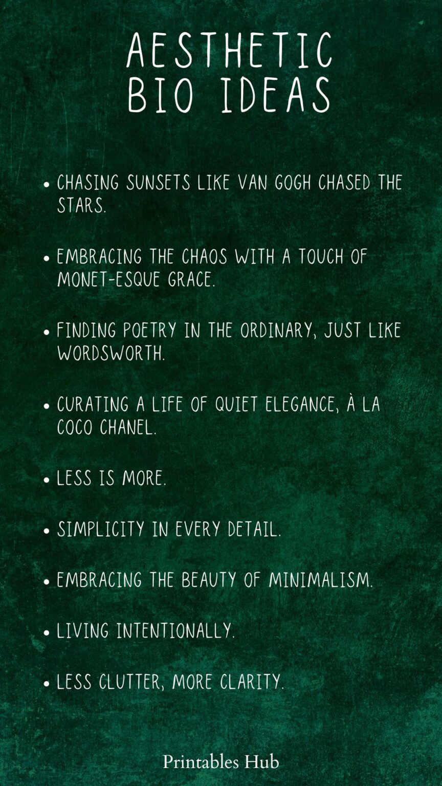 Printable List Of Aesthetic Bio Ideas [PDF Included] - Printables Hub