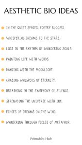 Printable List Of Aesthetic Bio Ideas [PDF Included] - Printables Hub