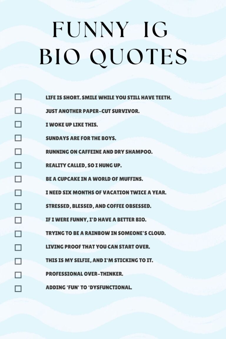 Printable List Of Instagram Bio Ideas - Printables Hub