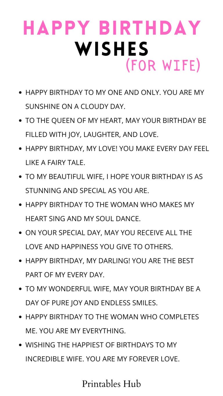 Printable Lists Of Happy Birthday Wishes - Printables Hub