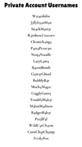 Printable Private Account Username Ideas List - Printables Hub