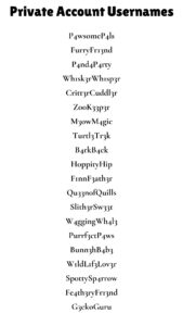 Printable Private Account Username Ideas List - Printables Hub