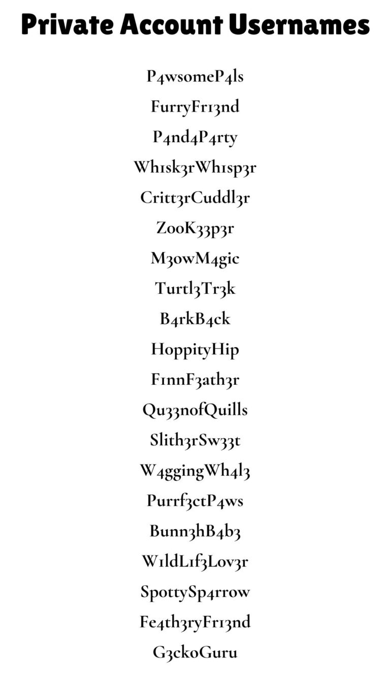 Printable Private Account Username Ideas List - Printables Hub