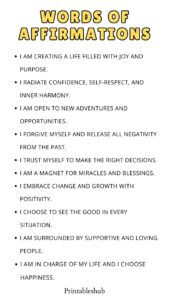 Printable Words Of Affirmations [PDF Included] - Printables Hub