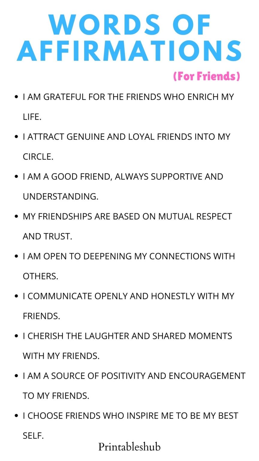 Printable Words Of Affirmations [PDF Included] - Printables Hub