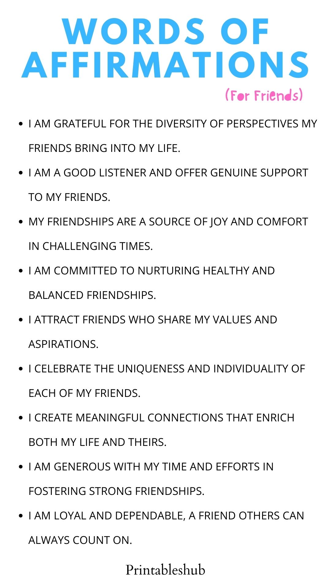 Printable Words Of Affirmations [PDF Included] - Printables Hub