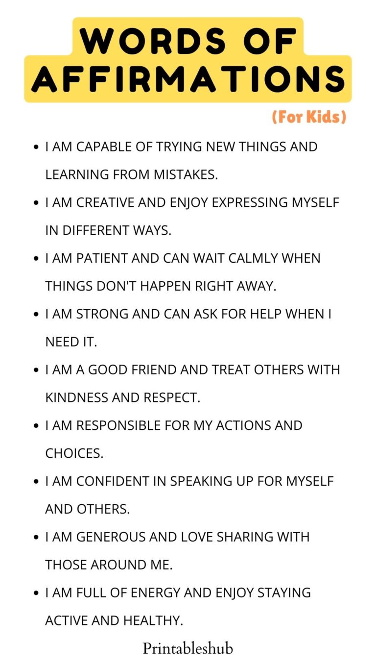 Printable Words Of Affirmations [PDF Included] - Printables Hub