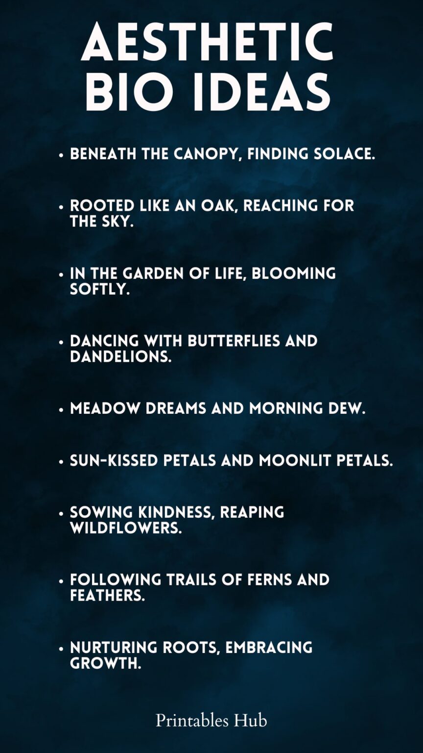 Printable List Of Aesthetic Bio Ideas [PDF Included] - Printables Hub