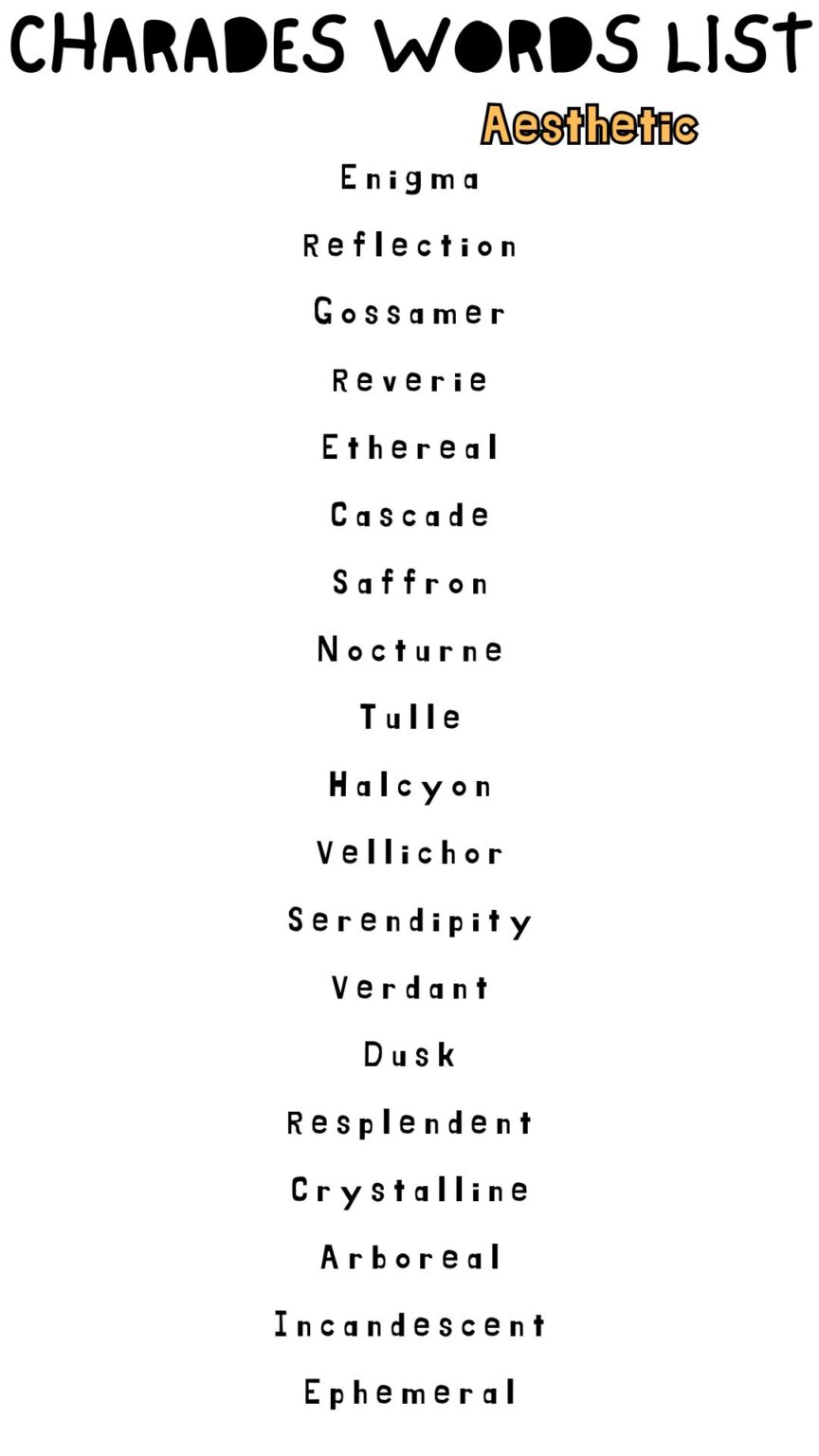 Free Printable Charades Word Lists for Kids & Adults [PDF] - Printables Hub