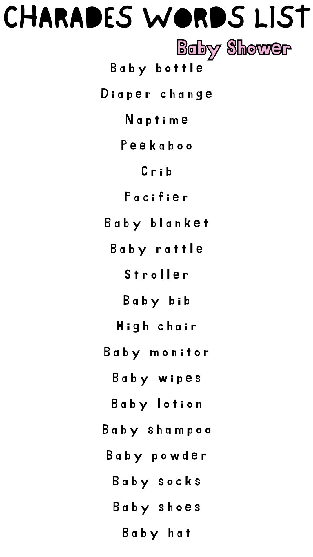 Free Printable Charades Word Lists for Kids & Adults [PDF] - Printables Hub