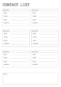 Free Printable Contact List Templates [PDF Included] - Printables Hub