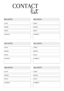Free Printable Contact List Templates [PDF Included] - Printables Hub