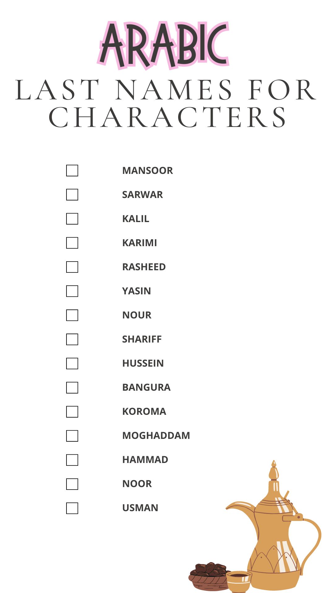 Printable List of Last Names For Characters - Printables Hub