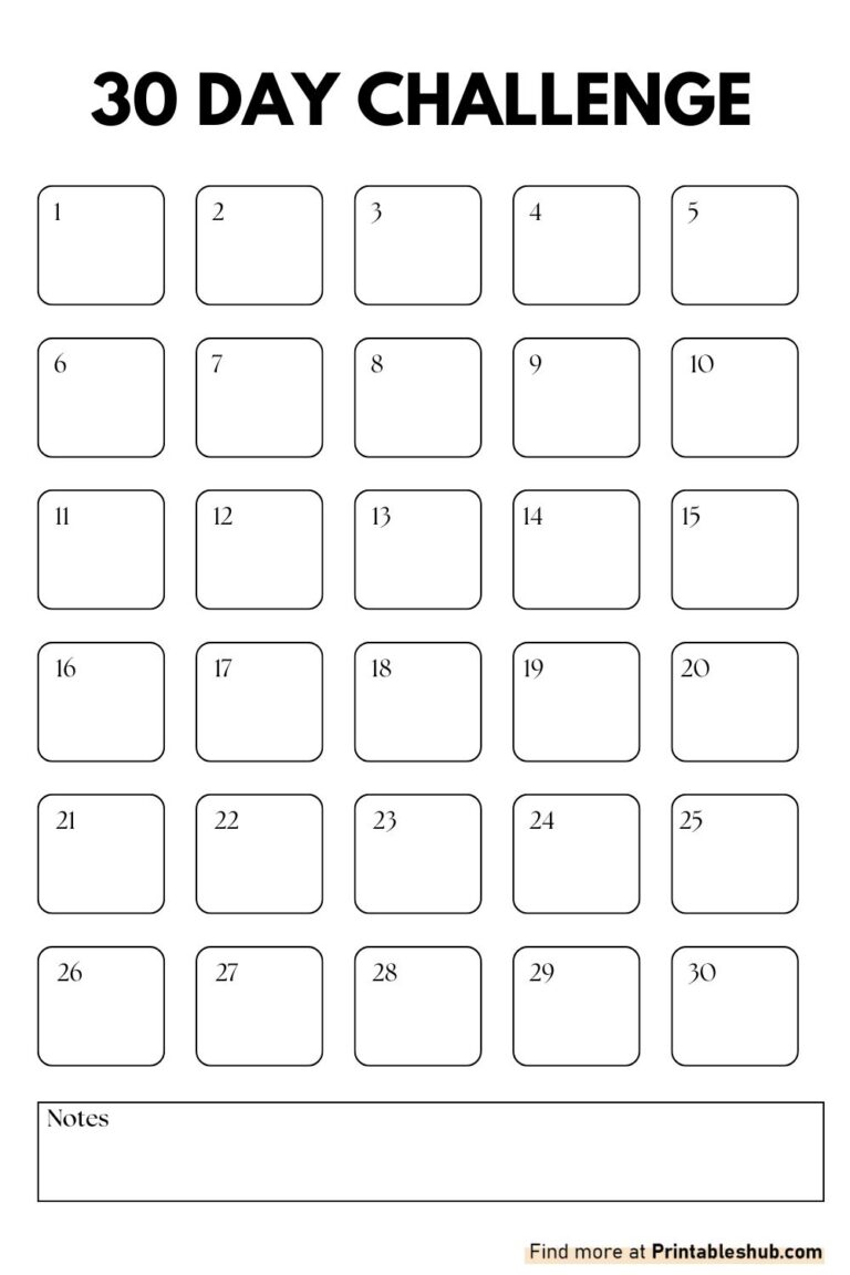 Printable 30-Day Challenge Blank Templates - Printables Hub