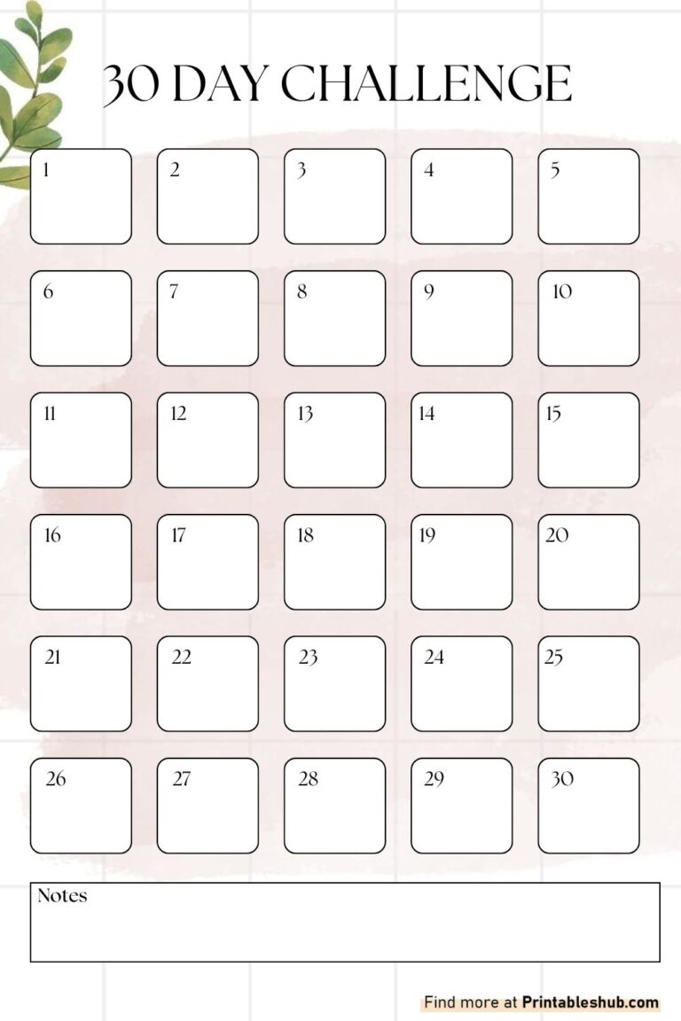 Printable 30-Day Challenge Blank Templates - Printables Hub