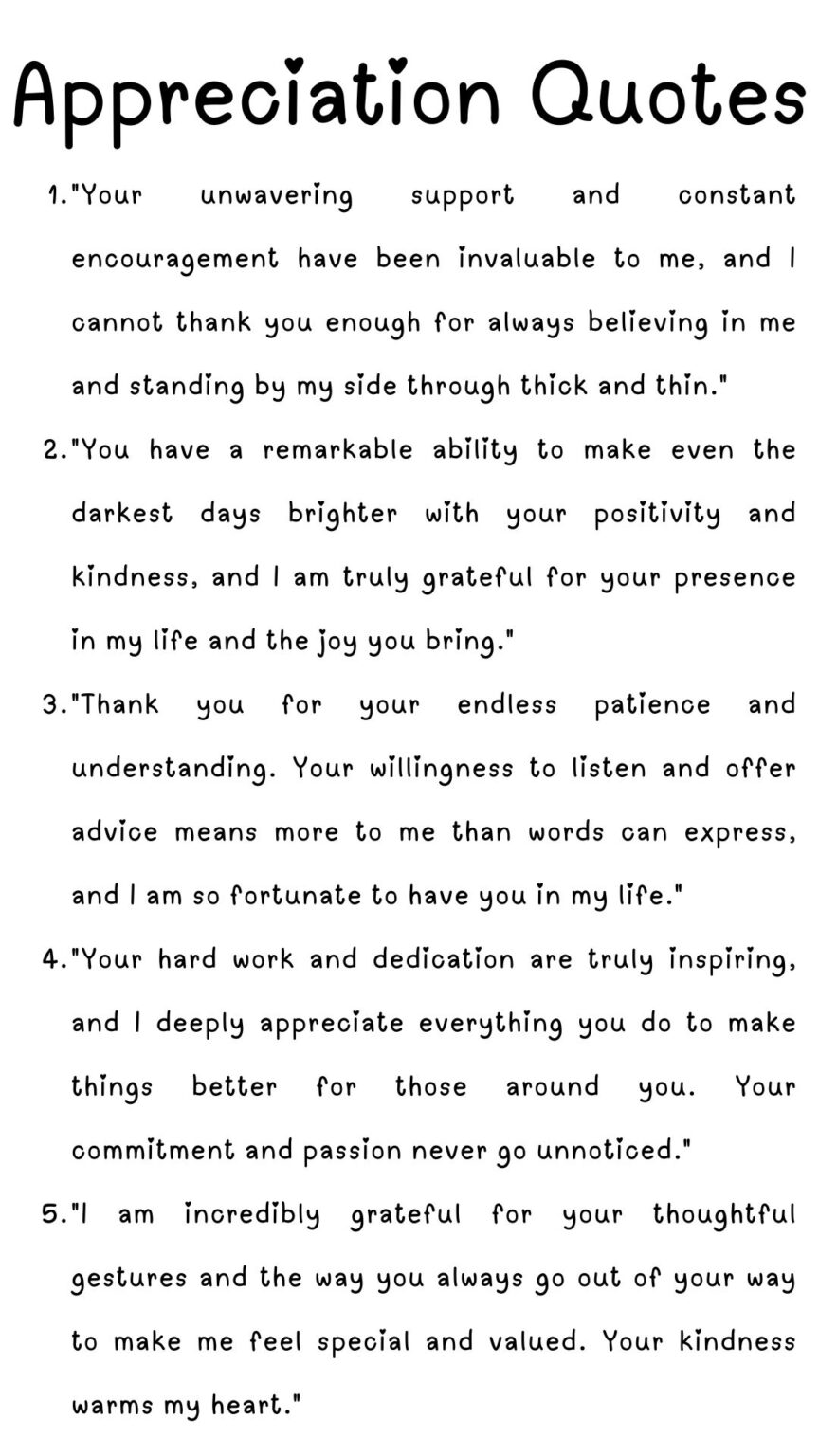 Printable Lists of Appreciation Quotes - Printables Hub