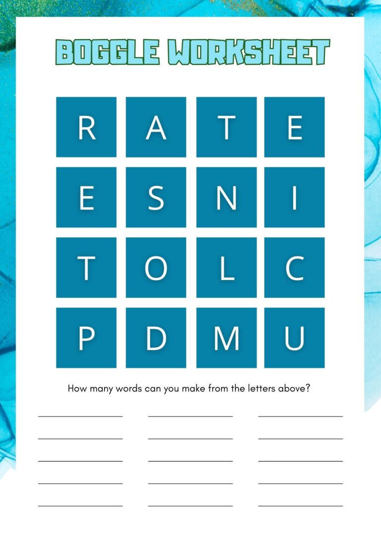 Free Printable Boggle Worksheets [PDF] - Printables Hub