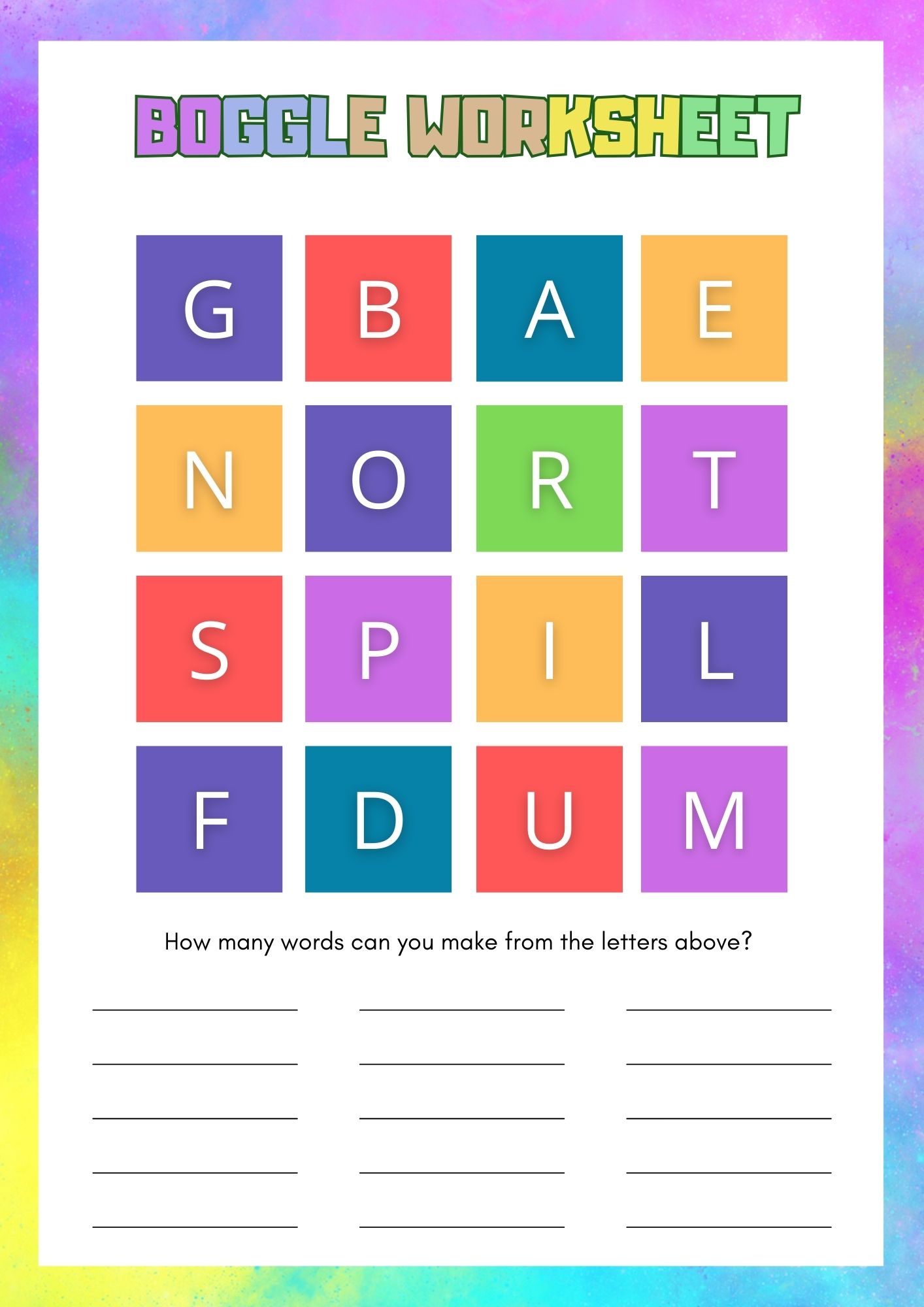 Free Printable Boggle Worksheets [PDF] - Printables Hub