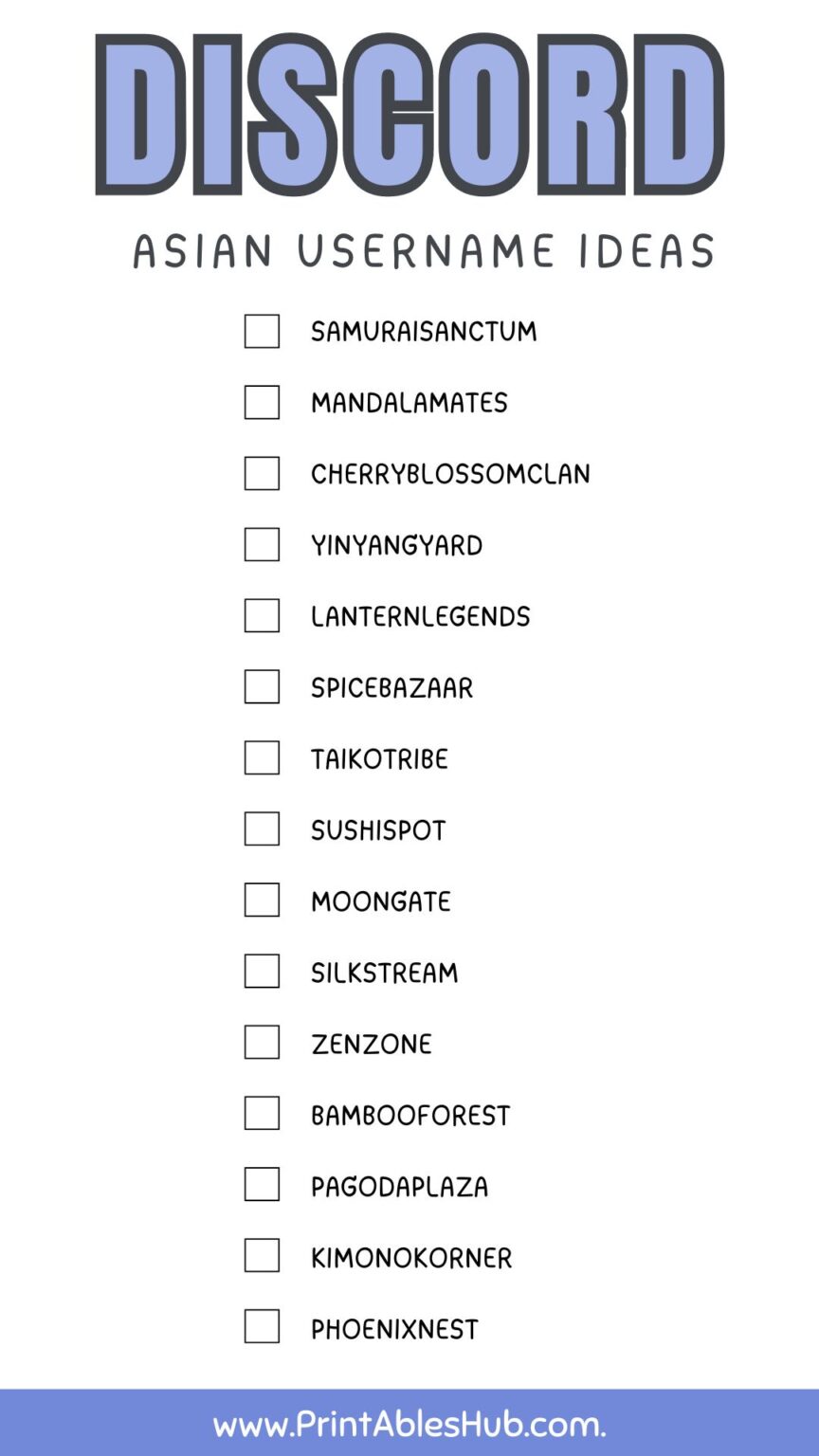 Free Printable List Of Awesome DISCORD Username Ideas - Printables Hub