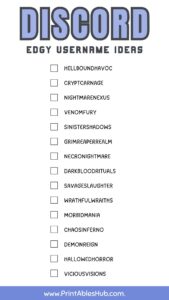 Free Printable List Of Awesome DISCORD Username Ideas - Printables Hub