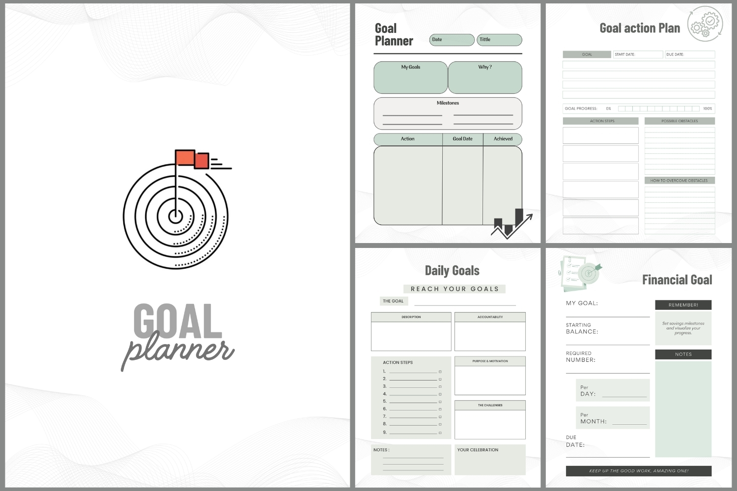 Printable Colorful Goal Planner Bundle PDF - Printables Hub