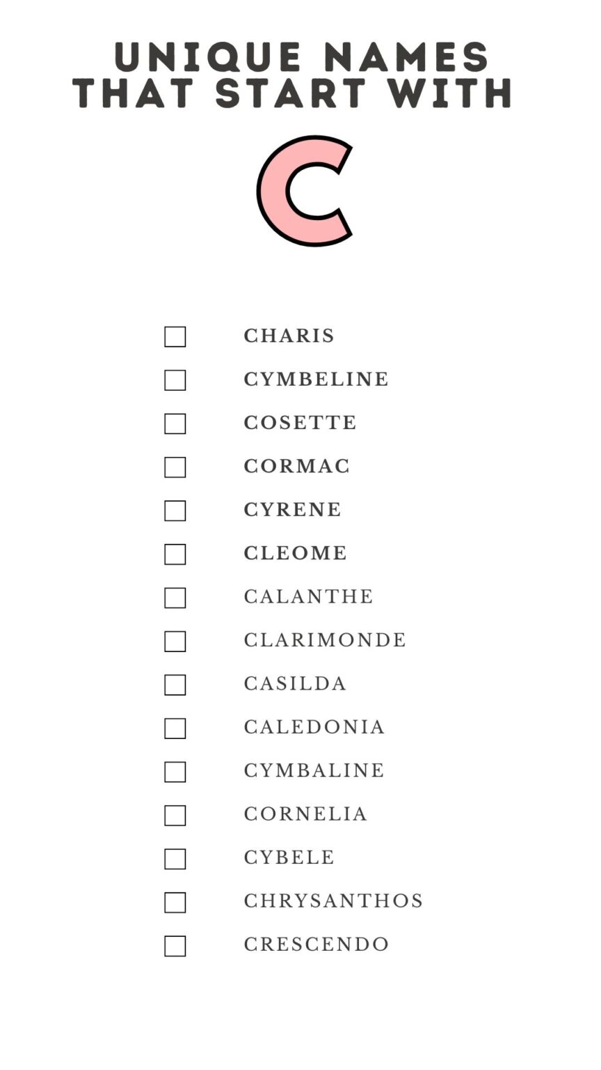 Printable lists of Names that start with 'C' - Printables Hub