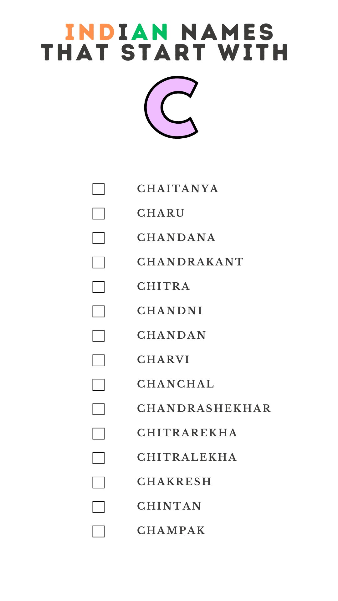 Printable lists of Names that start with 'C' - Printables Hub