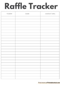 Printable Raffle Ticket Tracker Templates - Printables Hub