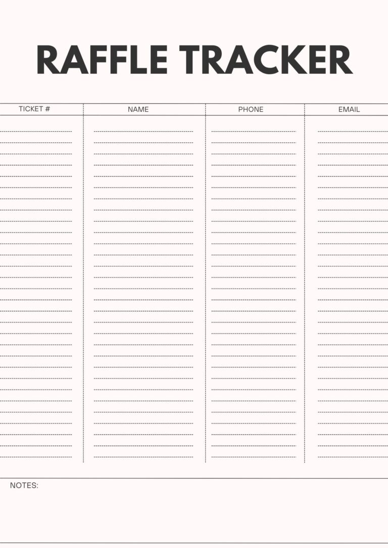 Printable Raffle Ticket Tracker Templates - Printables Hub