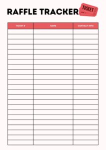 Printable Raffle Ticket Tracker Templates - Printables Hub
